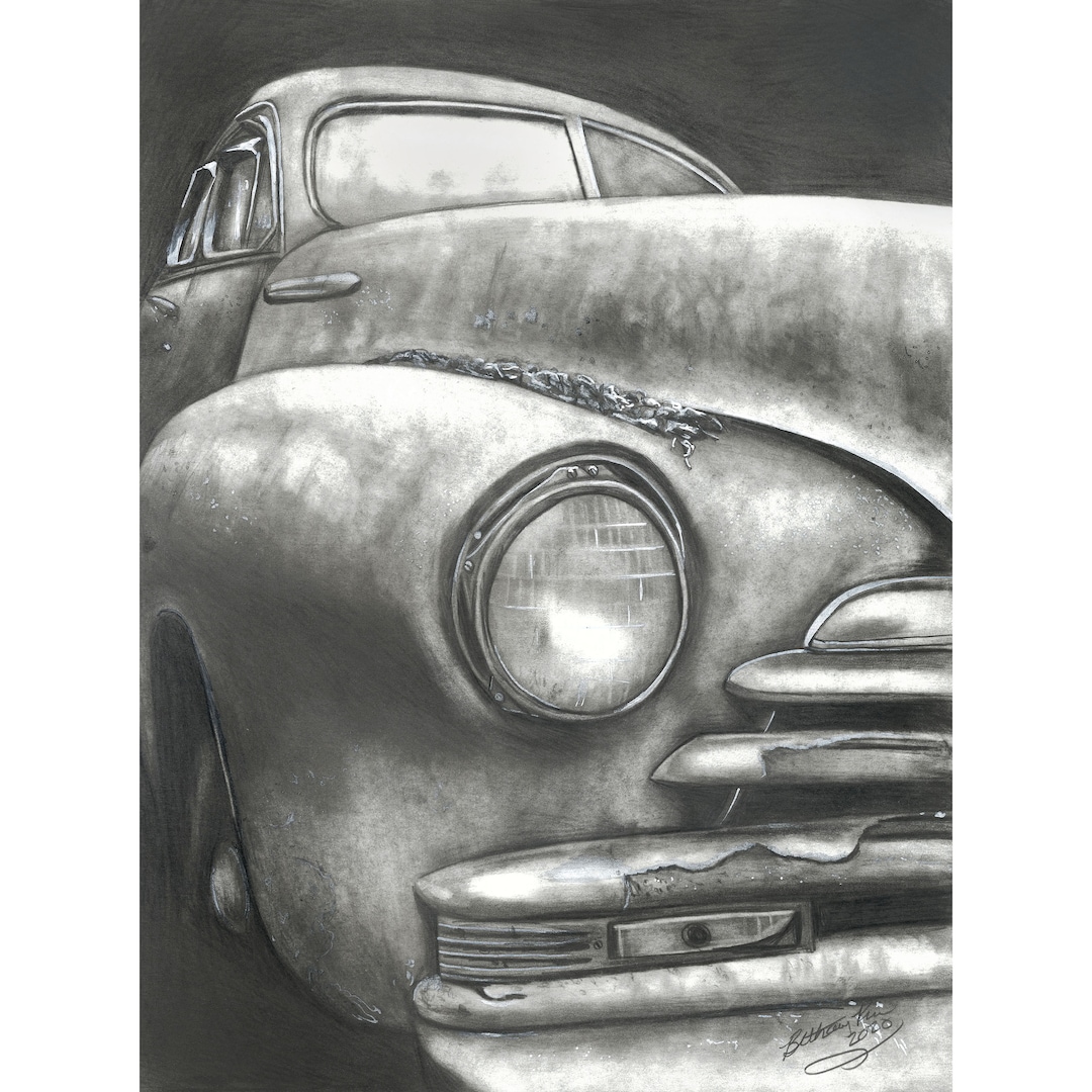 Vintage Chevy Detailed Pencil Drawing by Bethany - Etsy