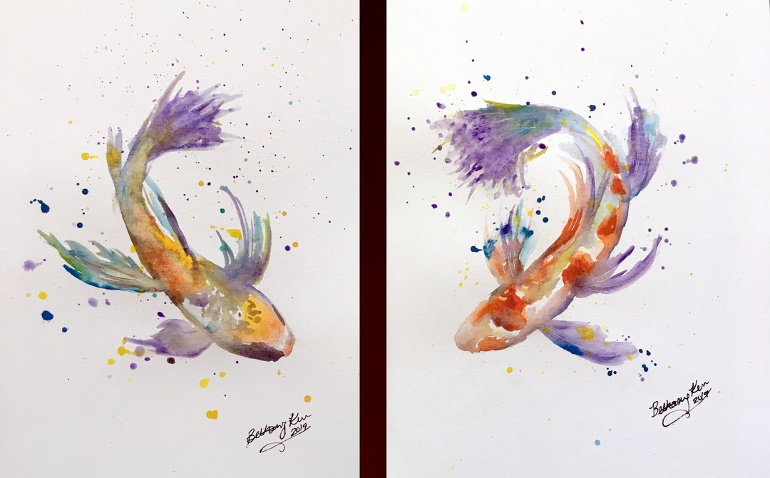 Set of Two Watercolor Koi Fish Art Prints - Etsy