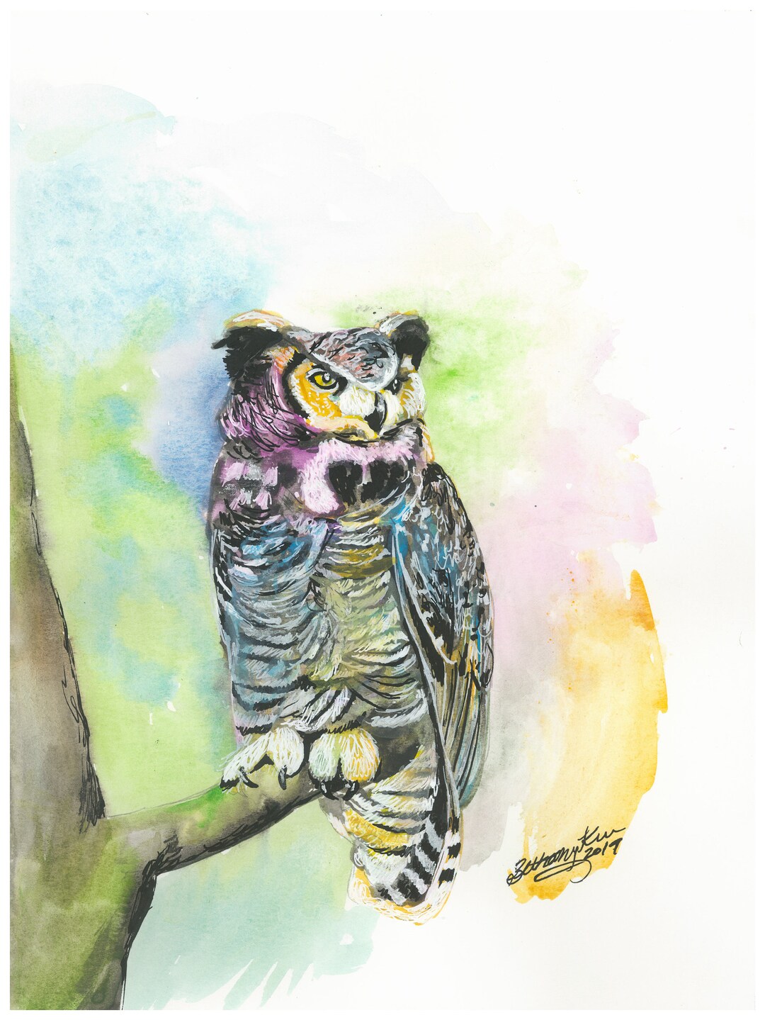 Owl Watercolor Digital Download Art by Bethany Kerr - Etsy