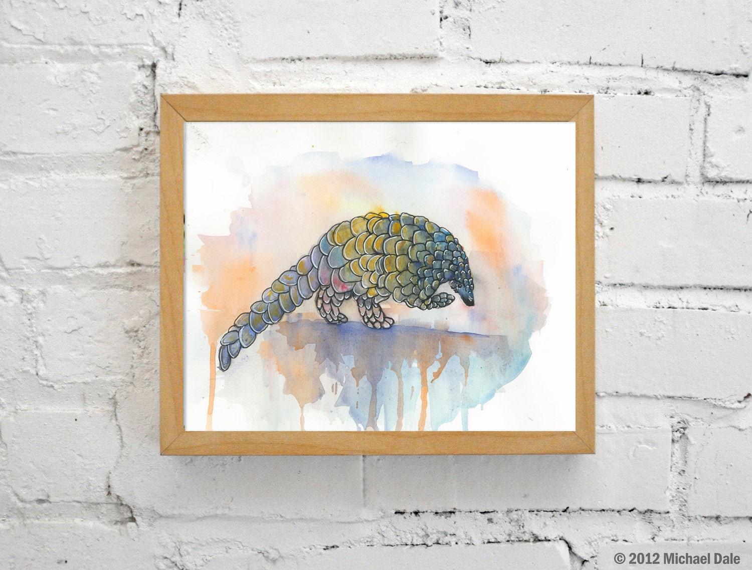 Watercolor Colorful Pangolin Art Print by Bethany Kerr - Etsy