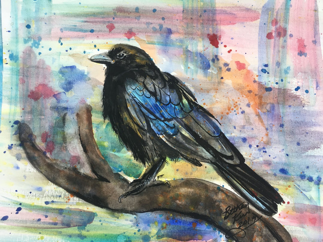 Watercolor Crow Painting Art Print by Bethany Kerr - Etsy
