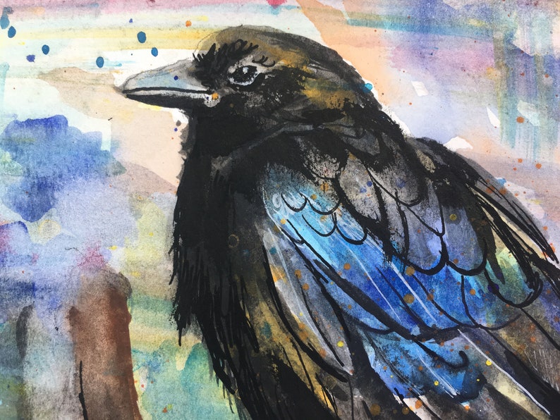 Watercolor Crow Painting Art Print by Bethany Kerr - Etsy