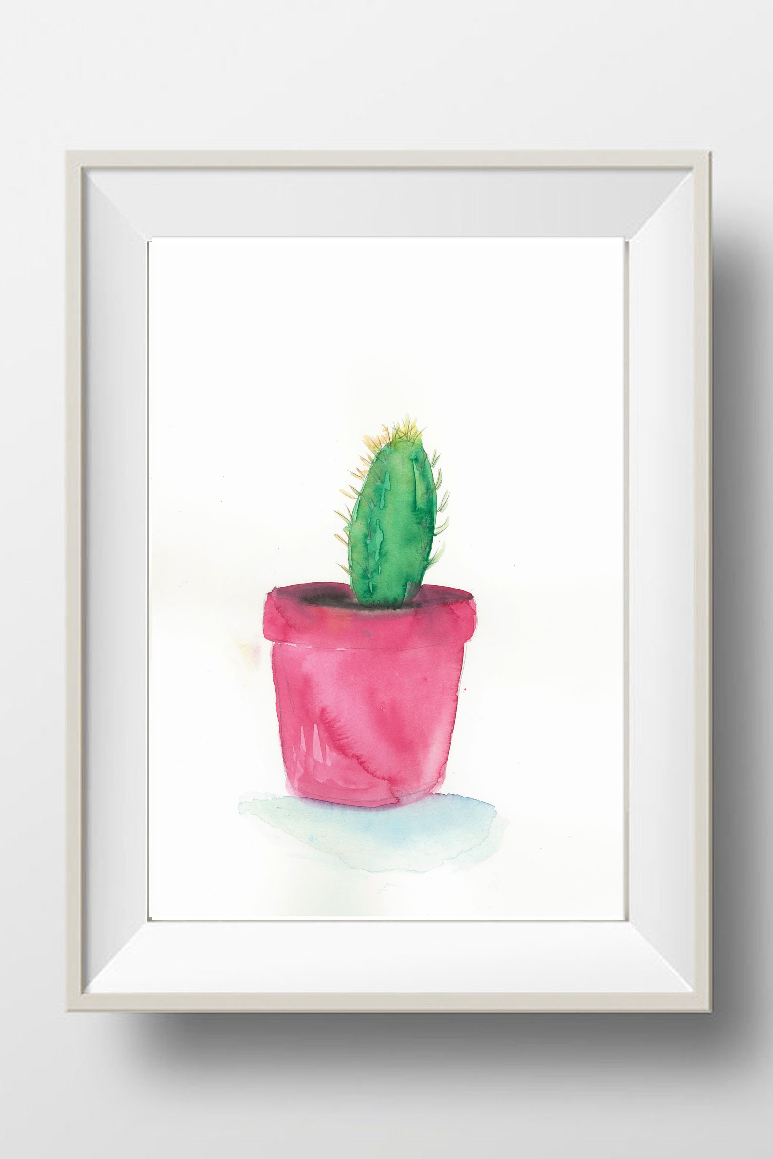 Watercolor Cactus in Pink Pot Painting by Bethany Kerr - Etsy