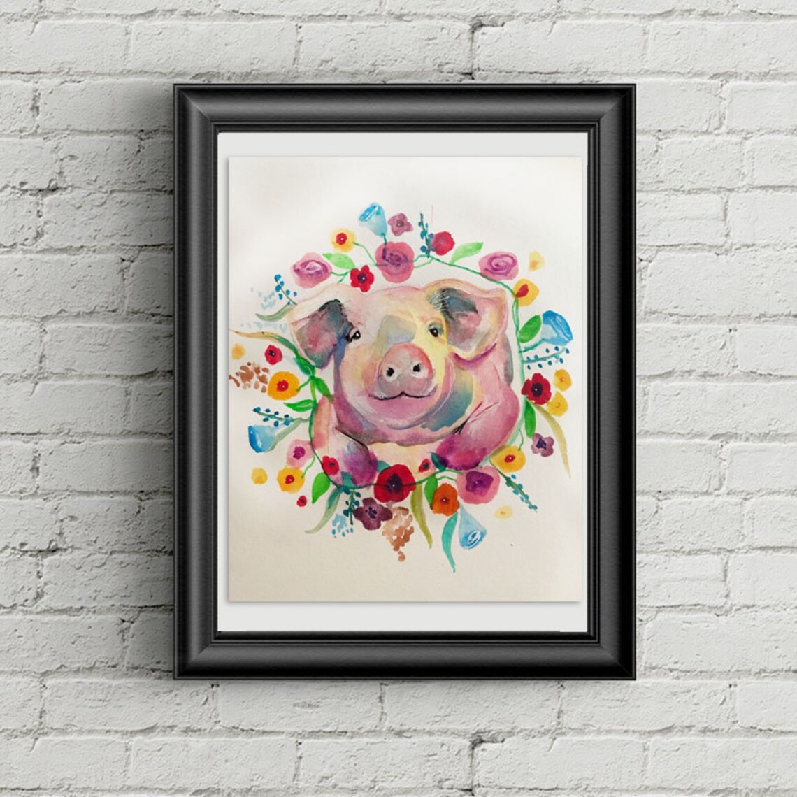 Watercolor Pig Garland Digital Download Art by Bethany - Etsy