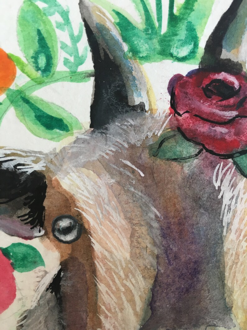 Watercolor Goat With Flower Garland Art Print - Etsy