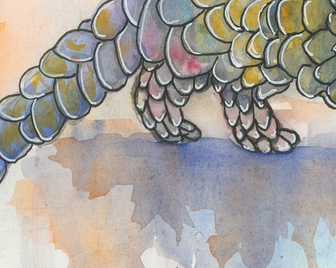 Watercolor Colorful Pangolin Art Print by Bethany Kerr | Etsy