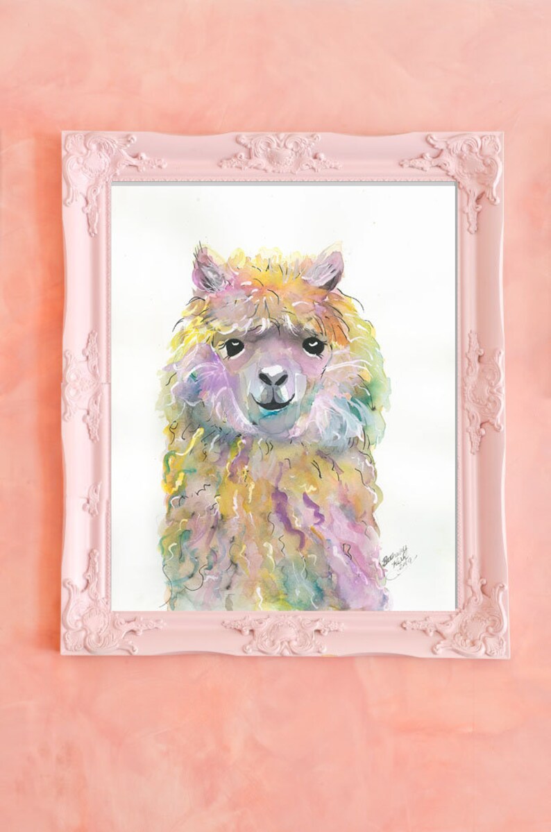 Watercolor Alpaca Rainbow Painting Art Print by Bethany - Etsy