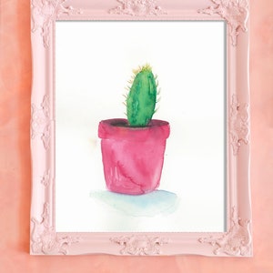 Watercolor Cactus in Pink Pot Painting by Bethany Kerr - Etsy