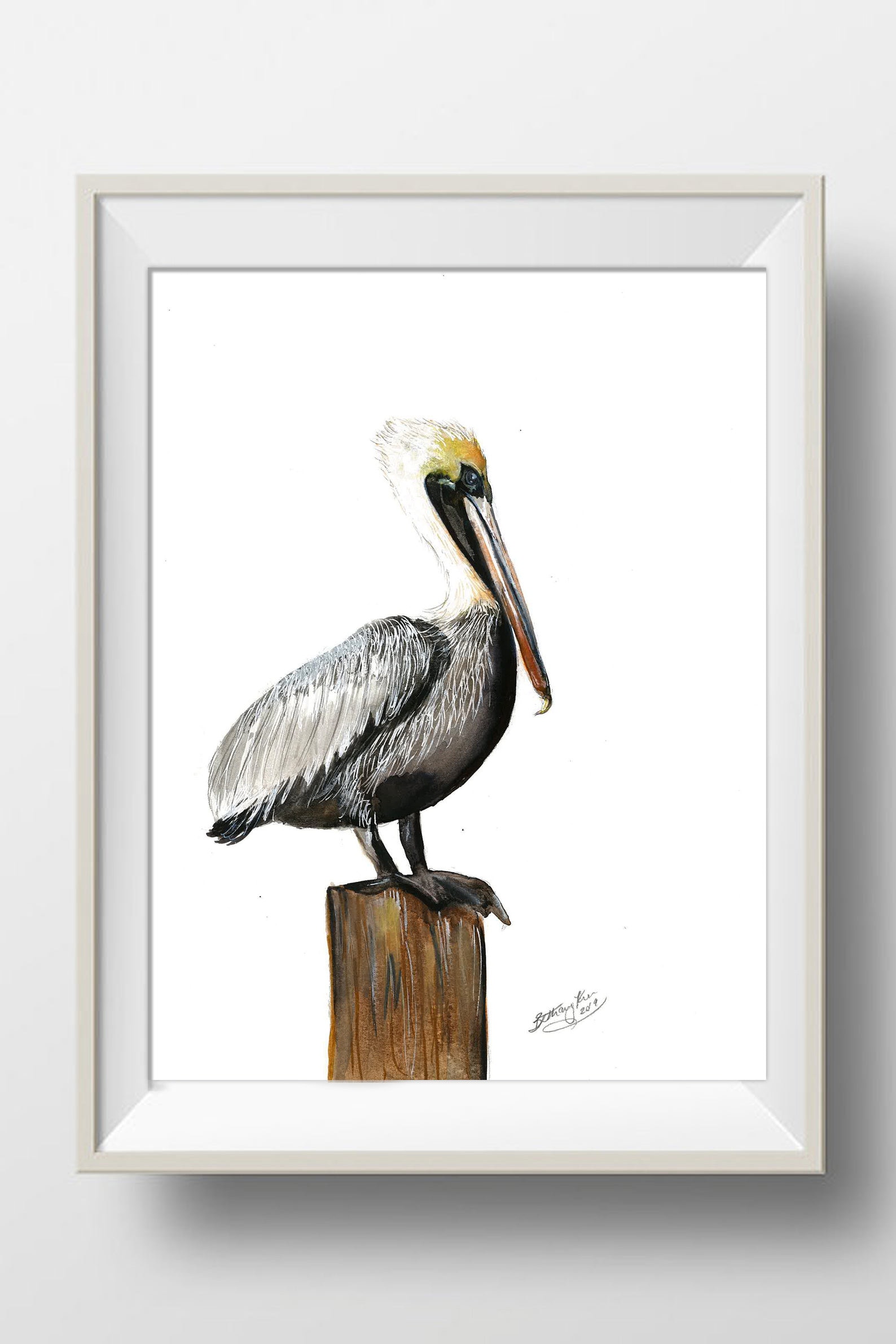 Beach Art Watercolor Pelican Art Print by Bethany Kerr - Etsy