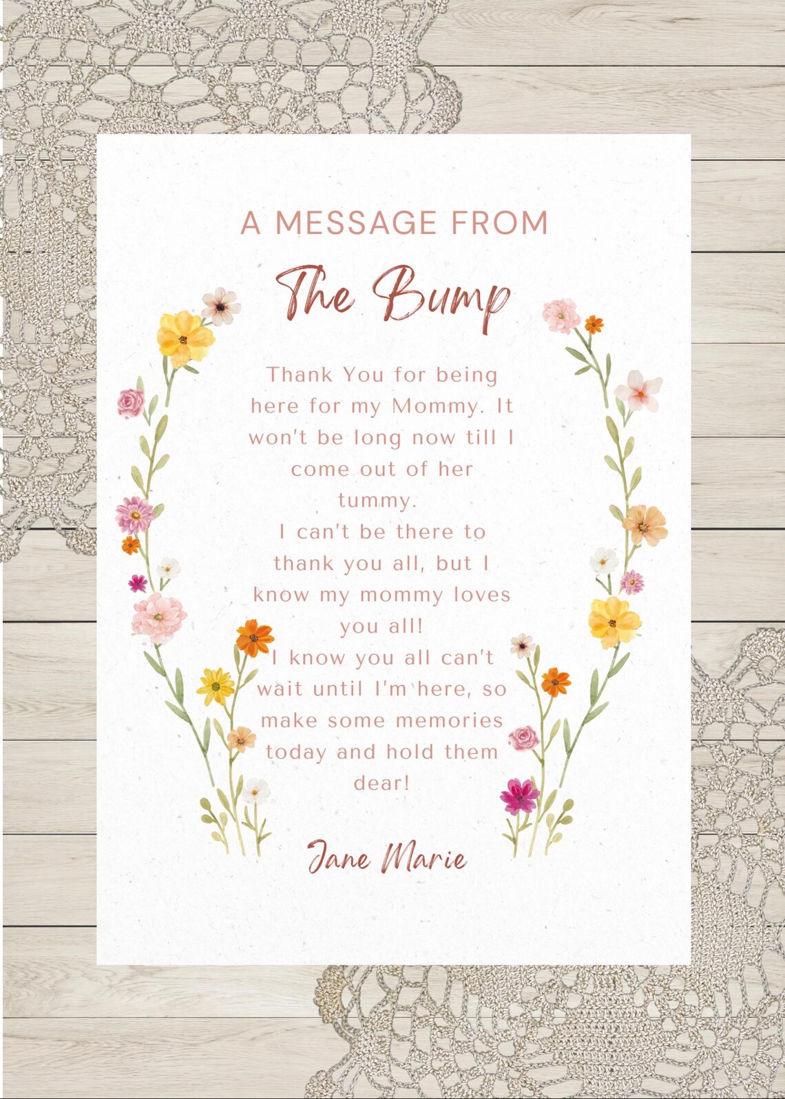 Baby in Bloom Message - Etsy