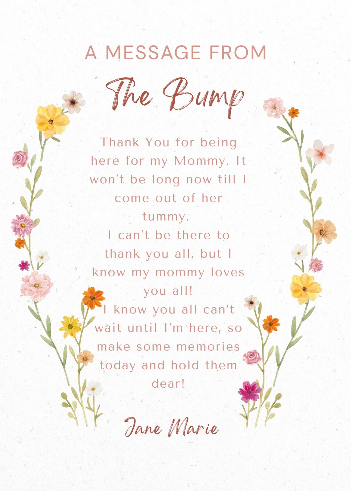 Baby in Bloom Message - Etsy