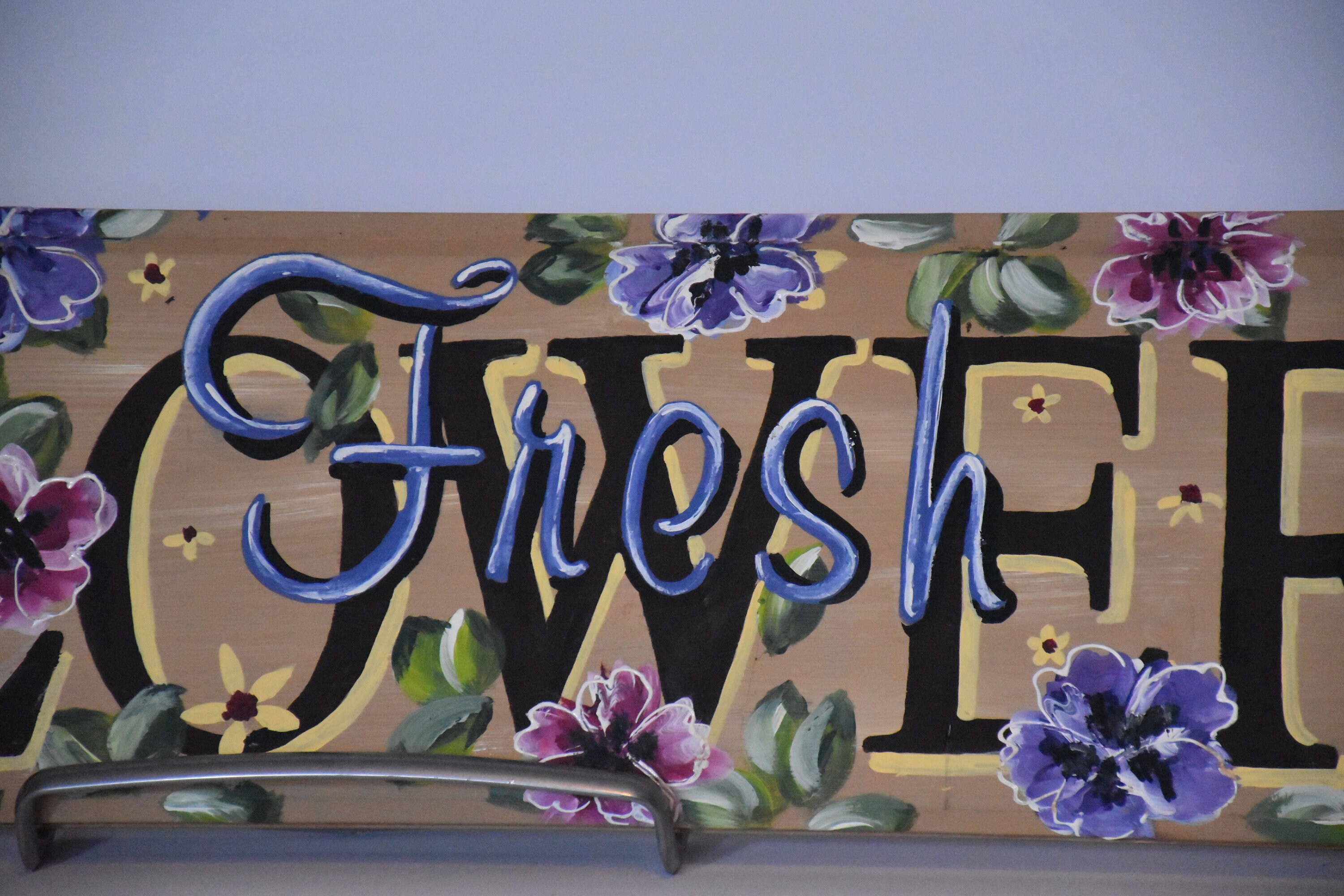 FLOWERS Hand Painted Rustic Wooden Sign - Etsy