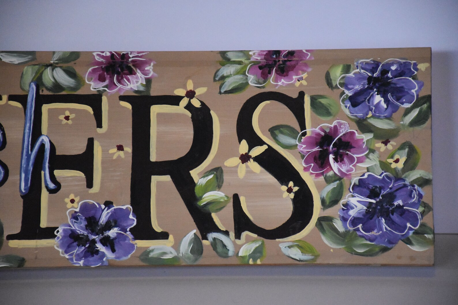 FLOWERS Hand Painted Rustic Wooden Sign - Etsy