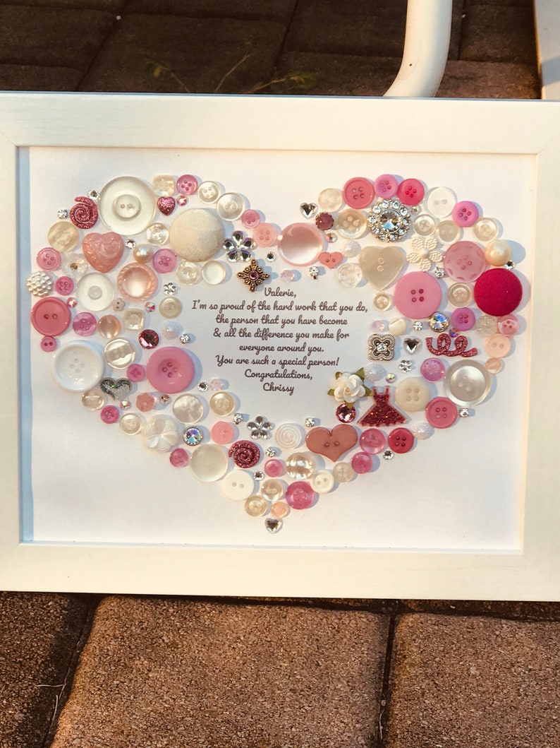 Button Art, Best Friend, Christening Gift, Baby Shower, Bridal Shower ...