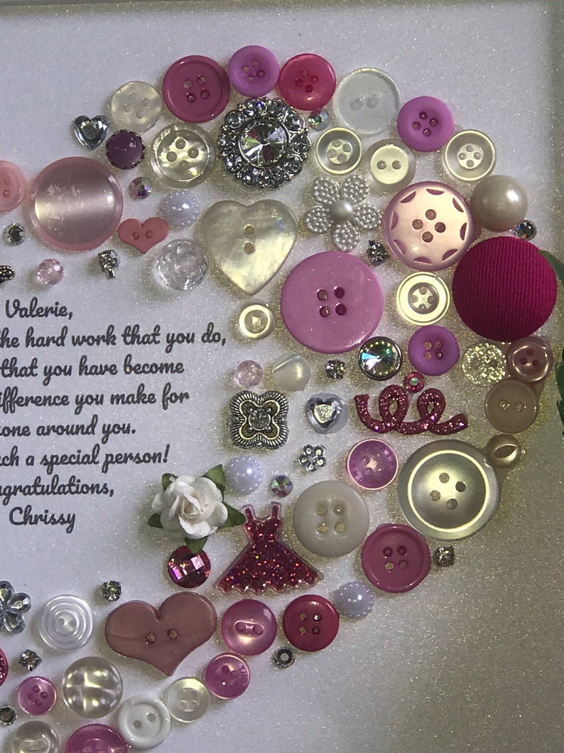 Button Art, Best Friend, Christening Gift, Baby Shower, Bridal Shower ...