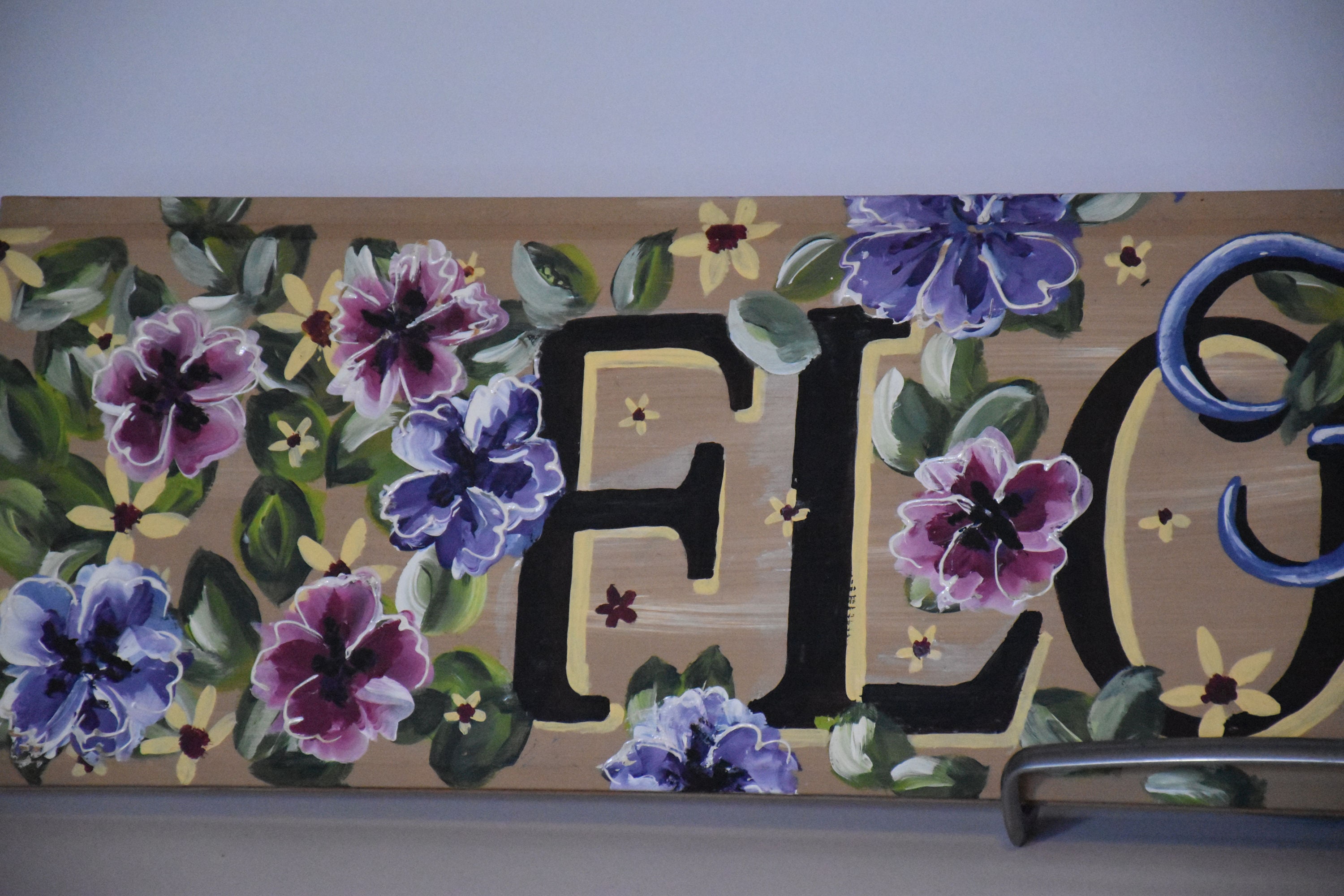 FLOWERS Hand Painted Rustic Wooden Sign - Etsy