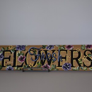 FLOWERS Hand Painted Rustic Wooden Sign - Etsy