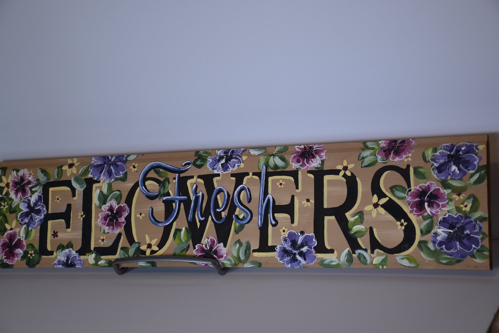 FLOWERS Hand Painted Rustic Wooden Sign - Etsy