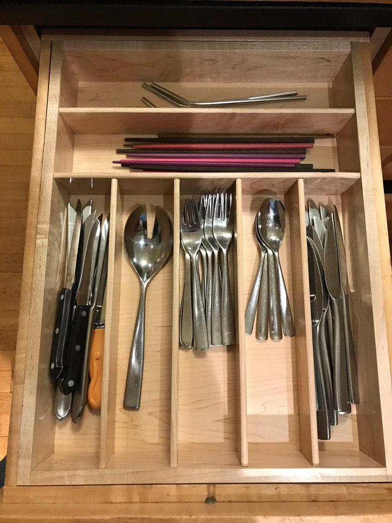 Custom Drawer Divider, Maple Silverware Organizer, 7 Spaces ...