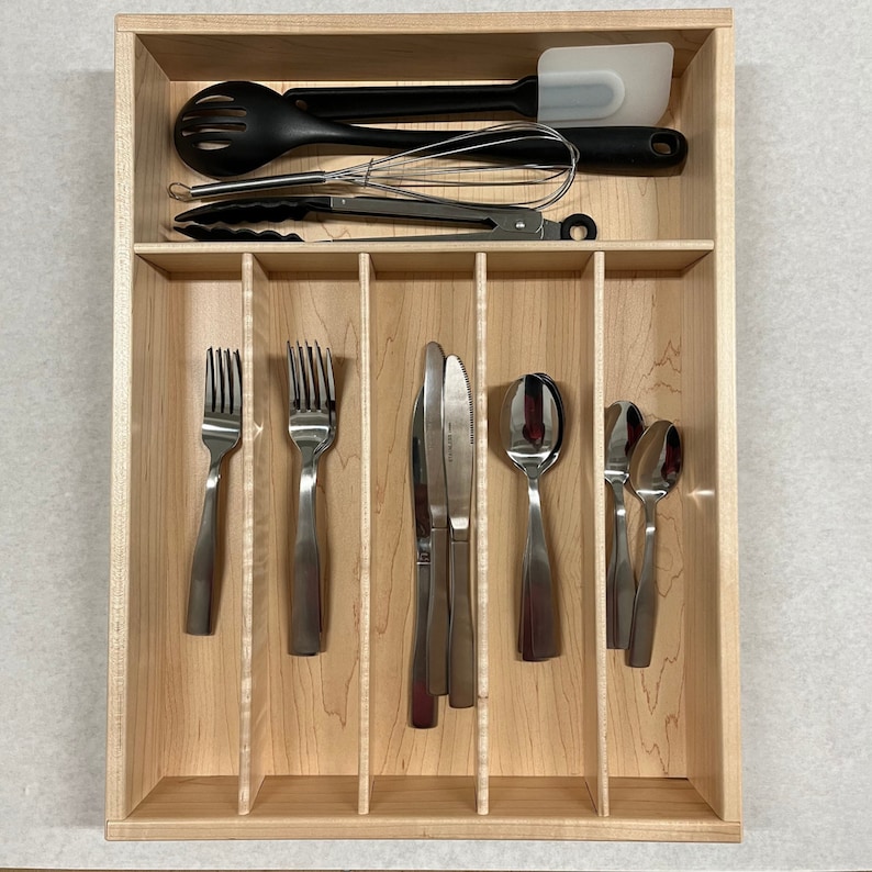 Custom Drawer Divider Maple Silverware Organizer 6 Spaces - Etsy
