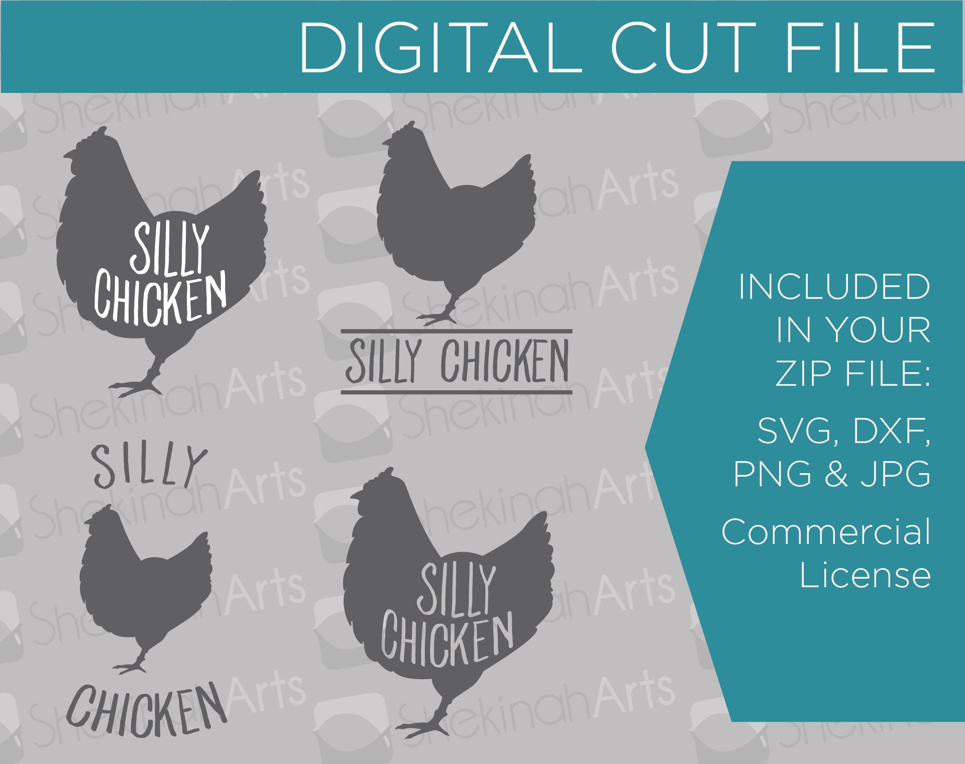 Pollo tonto 3 maneras- Archivo de corte digital SVG (Silhouette, Cricut ...