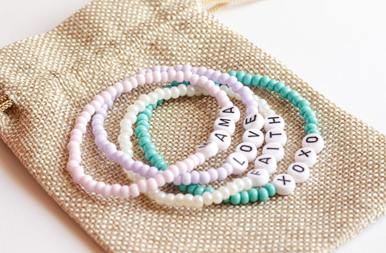 Custom Word Beaded Bracelet Custom Name Beaded Bracelet | Etsy