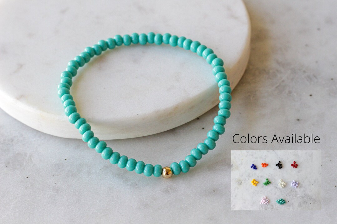 Glass Beaded Bracelet, Solid Color Bracelet, Seed Bead Bracelet, Glass ...