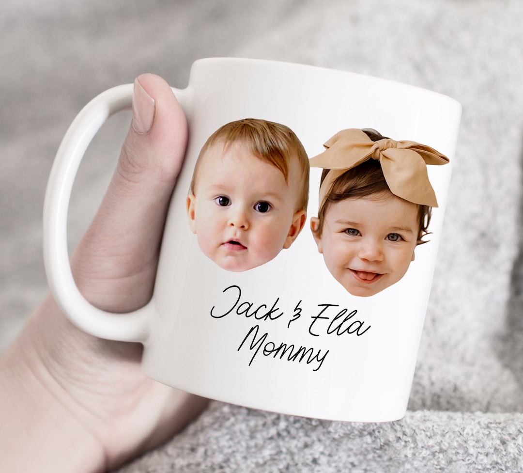 Two Baby Face Mug, Custom Photo Mug, Custom Baby Mug, Mothers Day ...