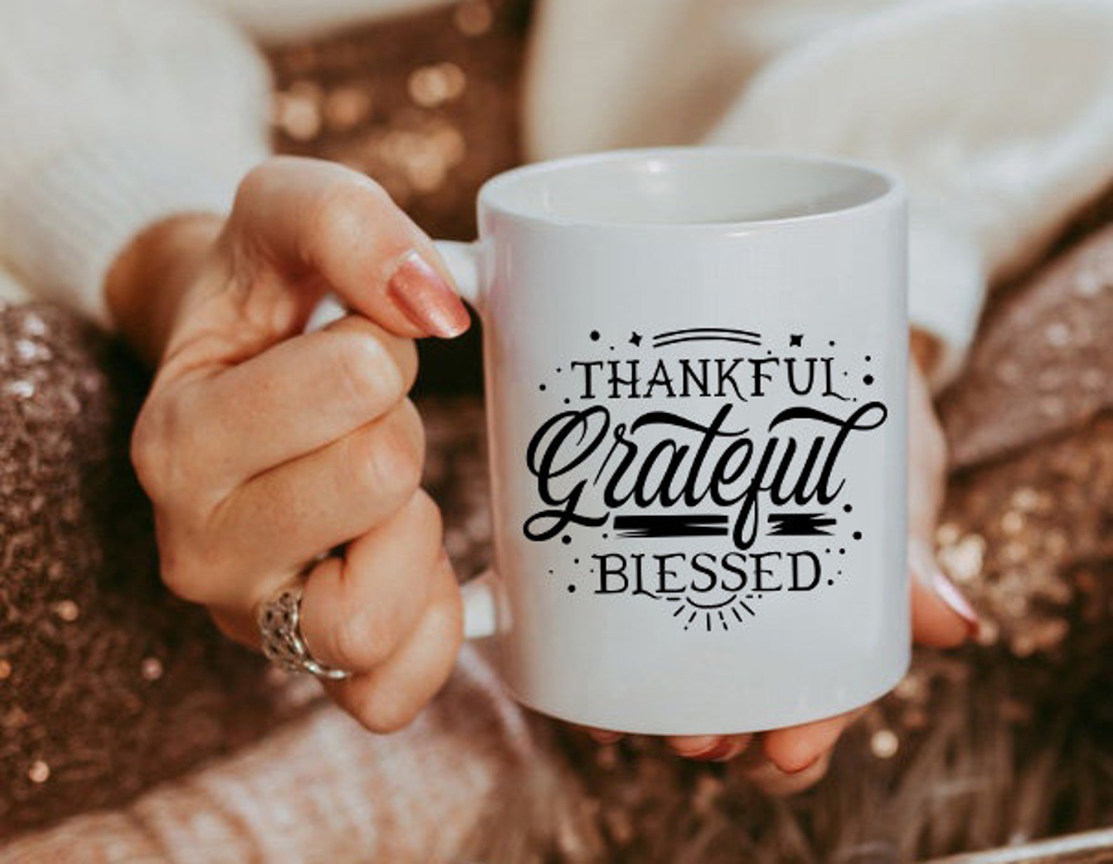 Thankful Grateful Blessed Mug Faith Mug Thankful Mug - Etsy