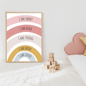 I Am Rainbow Positive Affirmations for KIDS Self-love Printable Wall ...