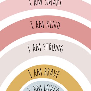 I Am Rainbow Positive Affirmations for KIDS Self-love Printable Wall ...