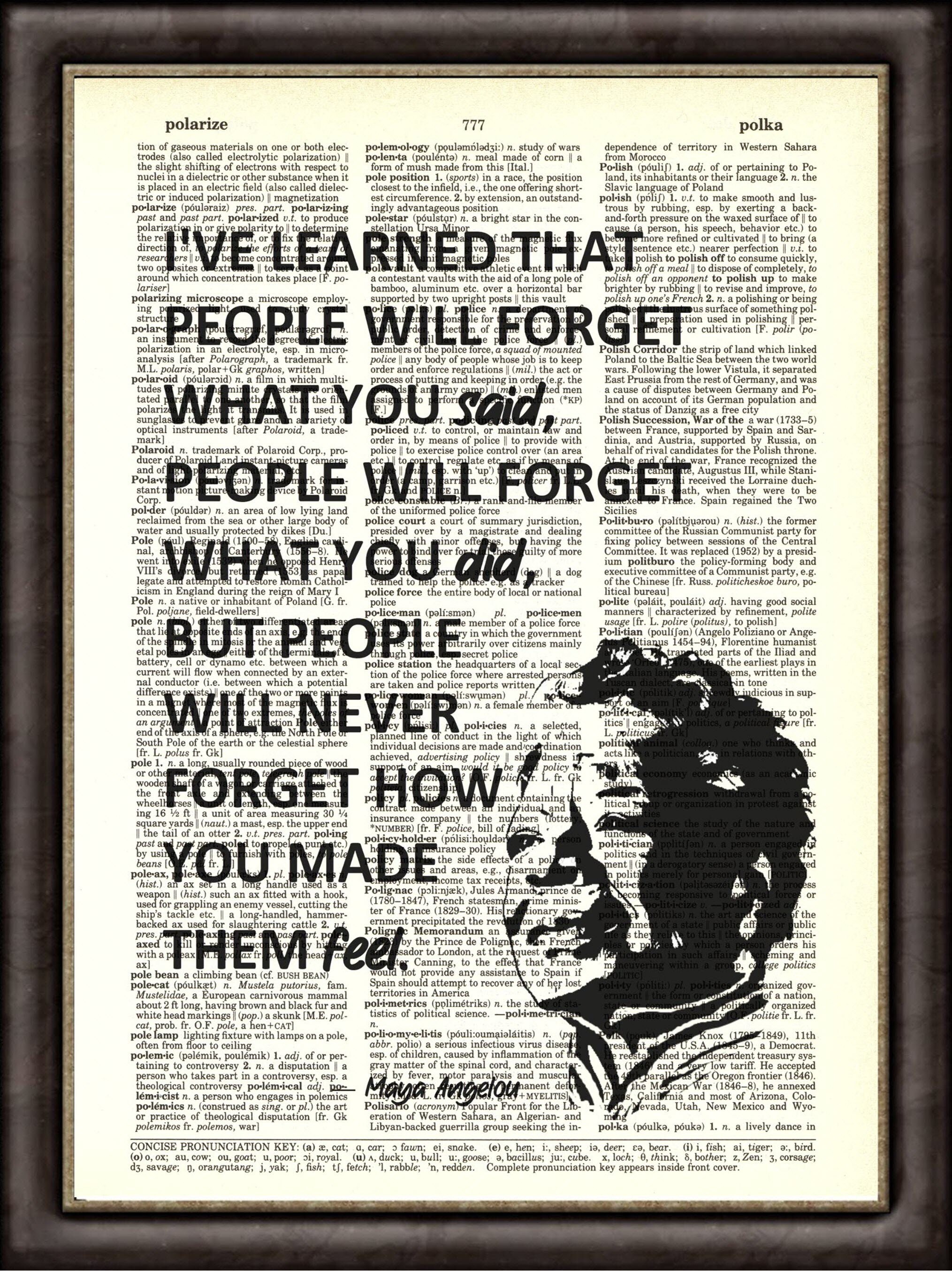Maya Angelou Wall Art for Home Positive Inspirational Quotes DICTIONARY ...