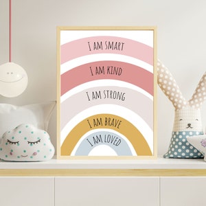 I Am Rainbow Positive Affirmations for KIDS Self-love Printable Wall ...