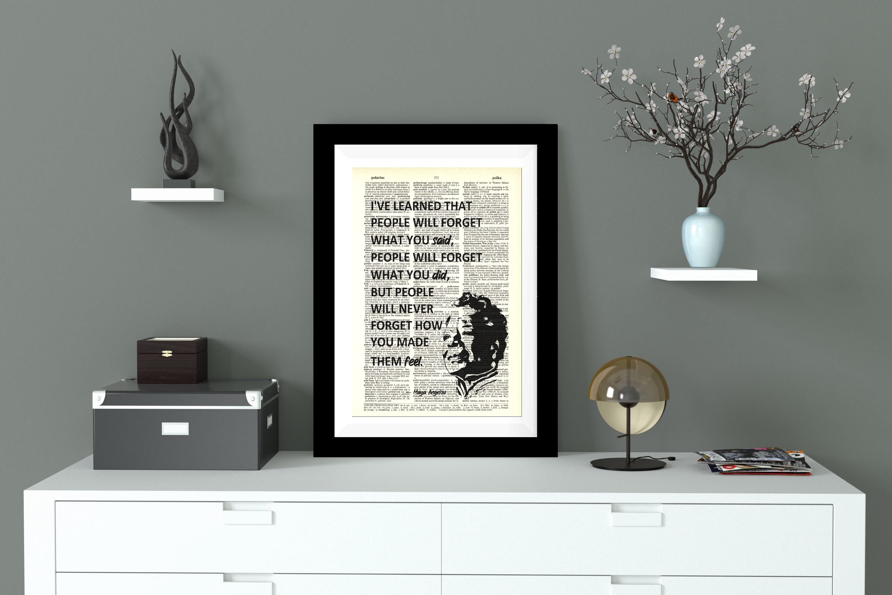 Maya Angelou Wall Art for Home Positive Inspirational Quotes DICTIONARY ...