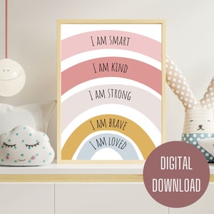 I Am Rainbow Positive Affirmations for KIDS Self-love Printable Wall ...