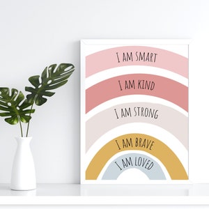 I Am Rainbow Positive Affirmations for KIDS Self-love Printable Wall ...