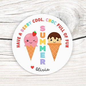 Personalized End of Year Stickers, Ice Cream Summer Break Labels, Kids ...