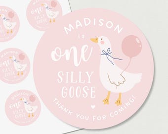 Goose Birthday Stickers With Name, Personalized First Birthday Tags ...