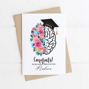Personalized Graduation Card, Colorful Watercolor Floral ...