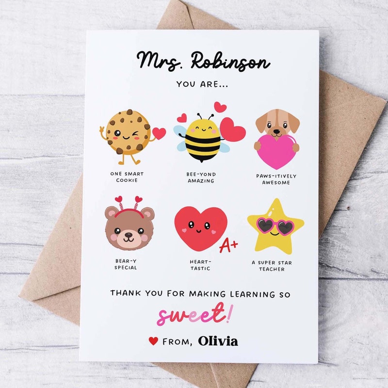 Teacher Valentine Card - Etsy