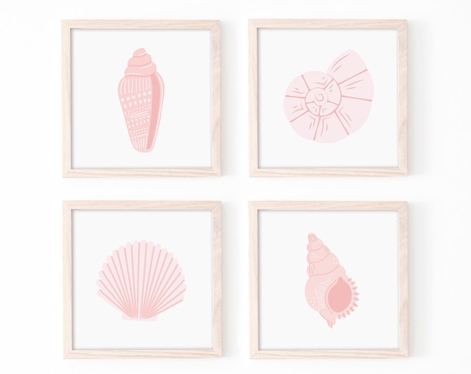 Blush Coastal Nursery Wall Art PRINTABLE, Pink Beach Girls Room Print ...