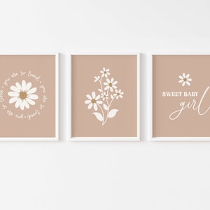 Neutral Daisy Nursery Wall Art, You Are so Loved Modern Daisy Decor ...