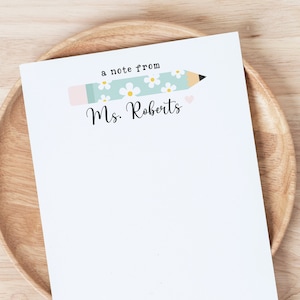 Teacher Note Pad Personalized, Custom Retro Daisy School Stationery ...