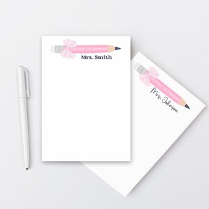 Personalized Teacher Note Pad, Custom Coquette School Stationery, Teacher Appreciation Gift ...