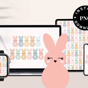 Easter Wallpapers, Cute Boho Bunny Digital Download, Girly Happy Easter ...