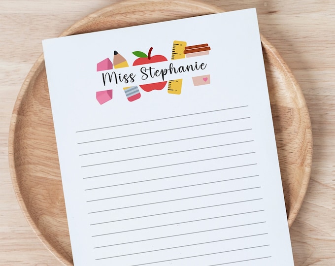 Teacher Note Pad Personalized, Colorful Custom School Stationery, Cute ...