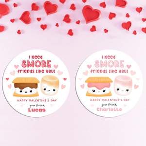 Smores Valentine Stickers Personalized, Marshmallow Valentine's Day ...