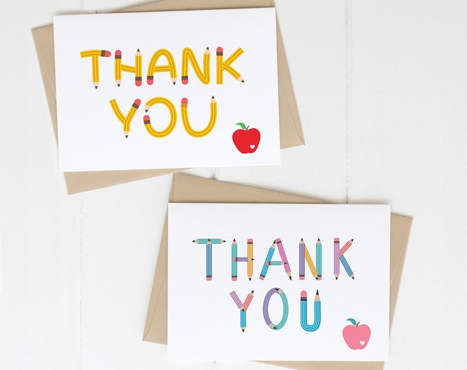 PRINTABLE Teacher Thank You Card, Cute Pencils Back to School Note Card ...