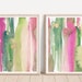 Pink Green Gold Watercolor Abstract Art Print Set of 2 Modern - Etsy