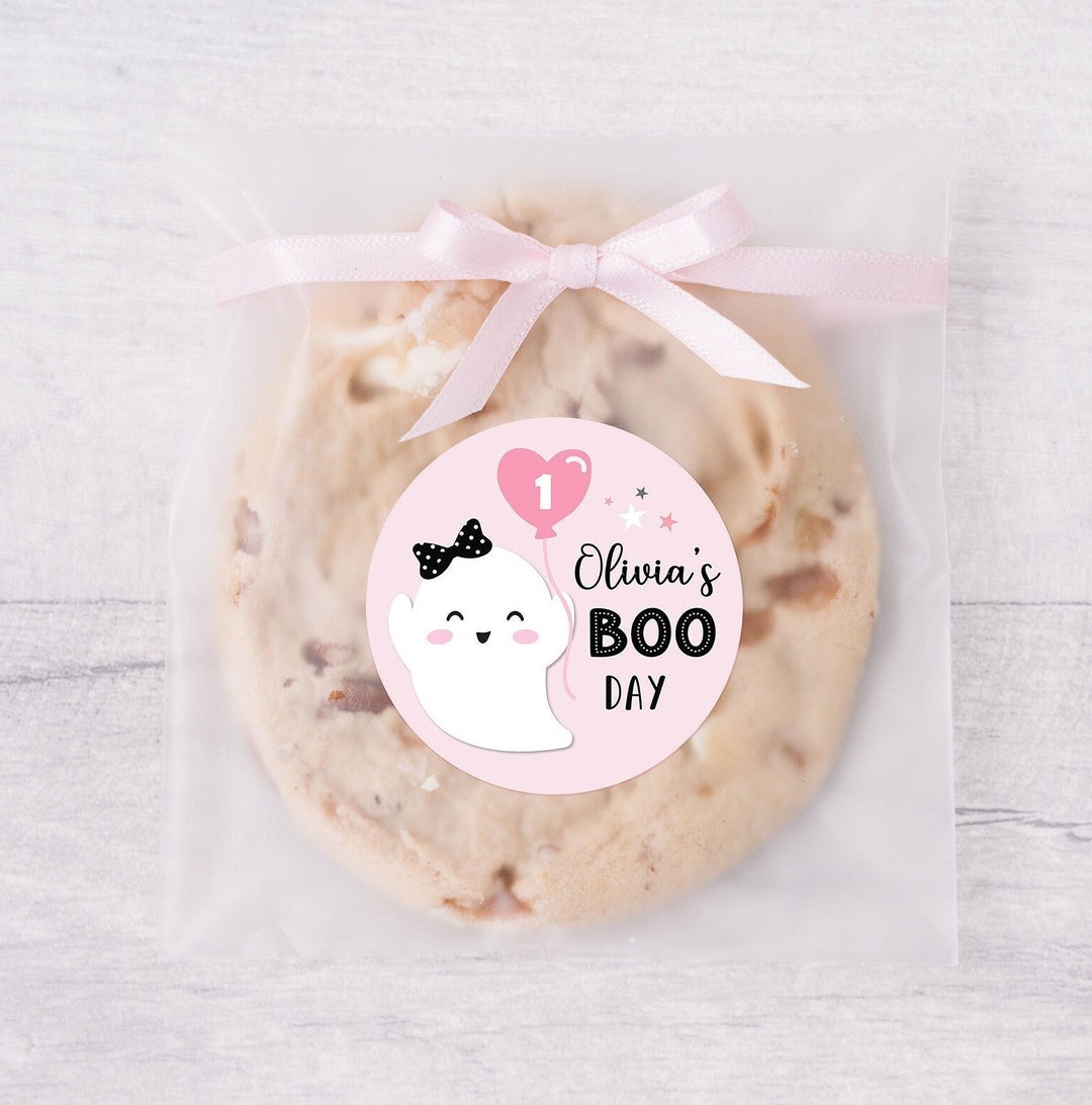 Boo Day Stickers With Name, Personalized Halloween Party Stickers, Boho ...
